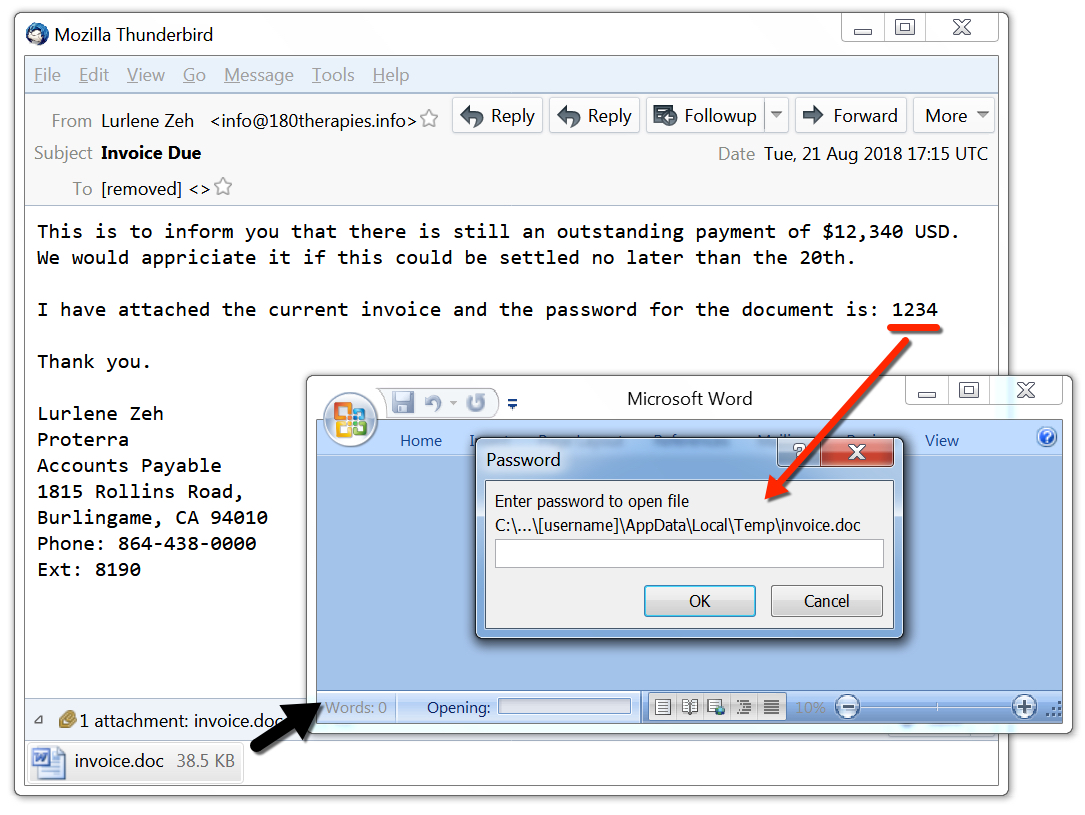 Malware Traffic Analysis 2018 08 21 More Malspam With Password 